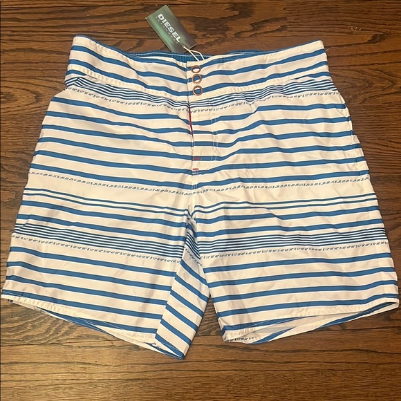Diesel | Shorts | Diesel Blue And White Striped Shorts | Poshmark
